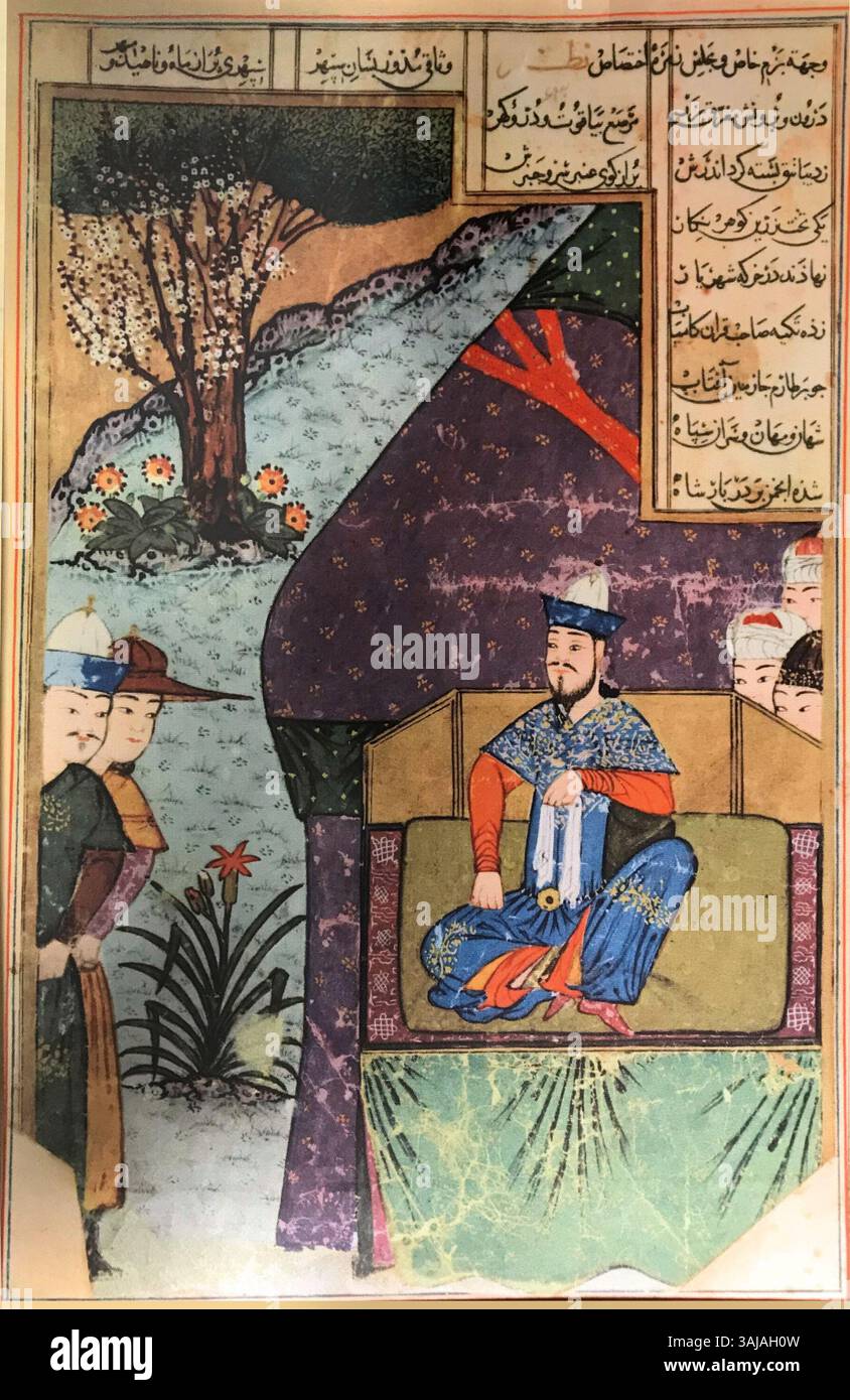 This 1436 illustration from the 'Zafarnama,' an epic Persian manuscript ...