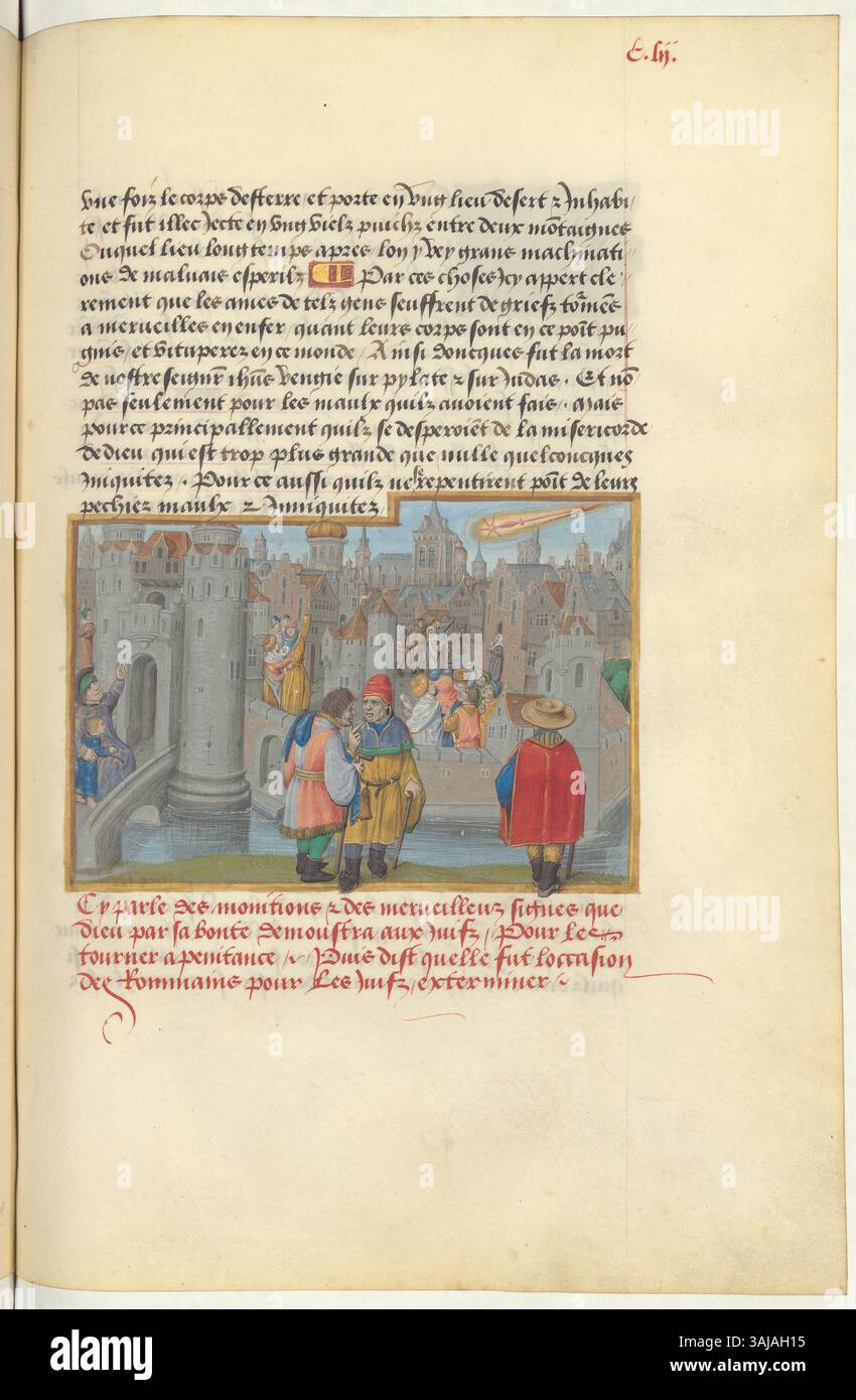 Miniature depicting a comet signaling the destruction of Jerusalem ...