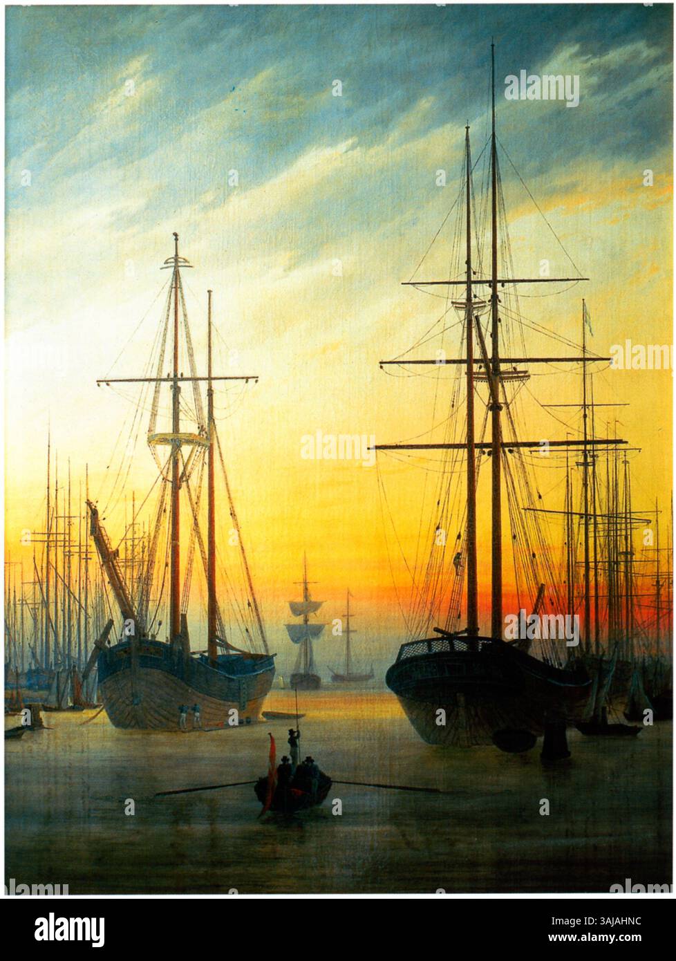Caspar David Friedrich's 'View of a Harbour' (1814) is a landscape ...