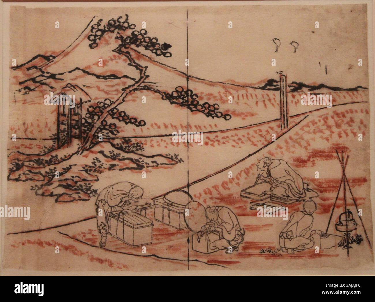 Katsushika Hokusai's preparatory drawing from circa 1834 shows an ...
