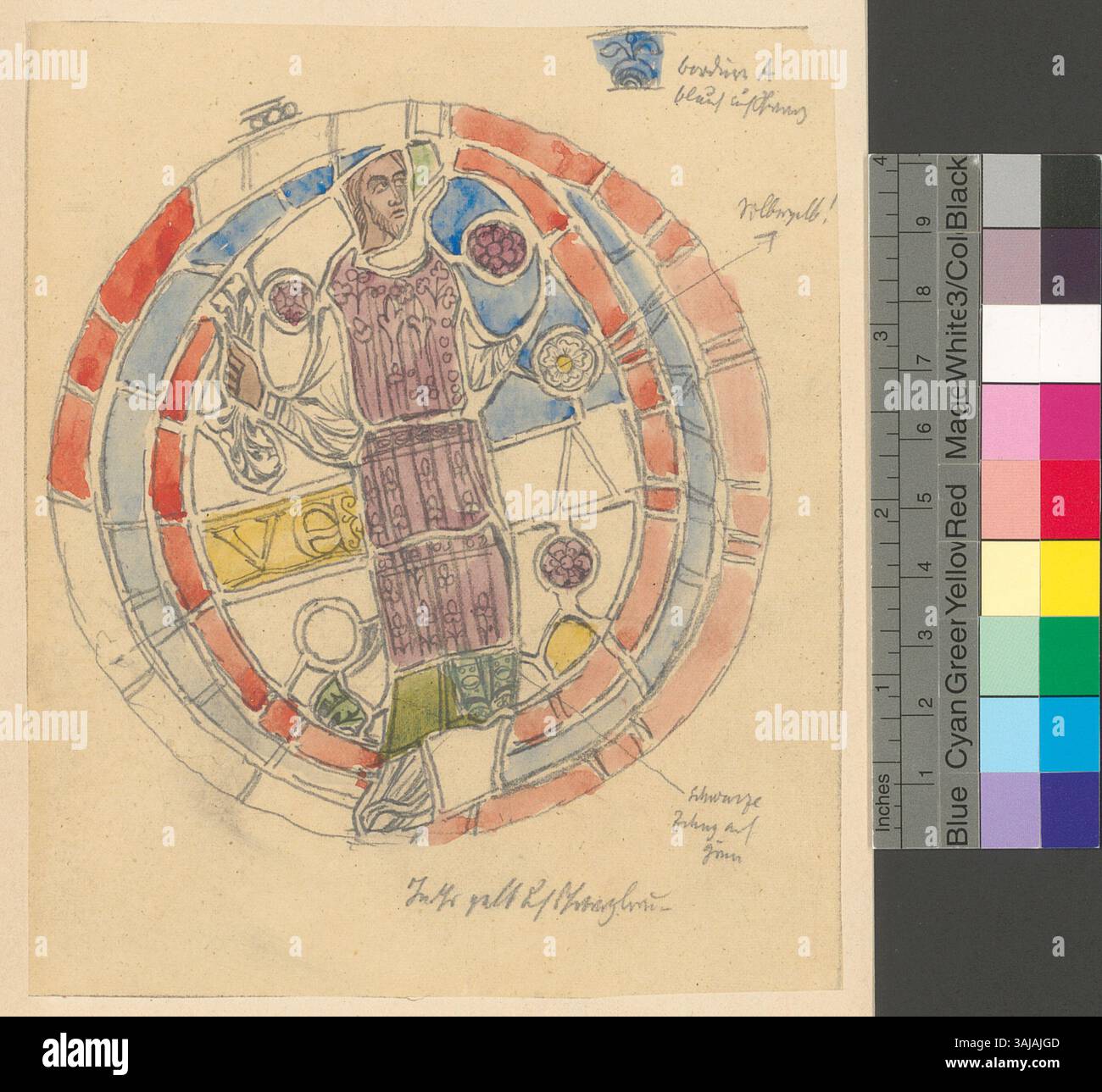 This image depicts a medallion from the southern transept rose window ...