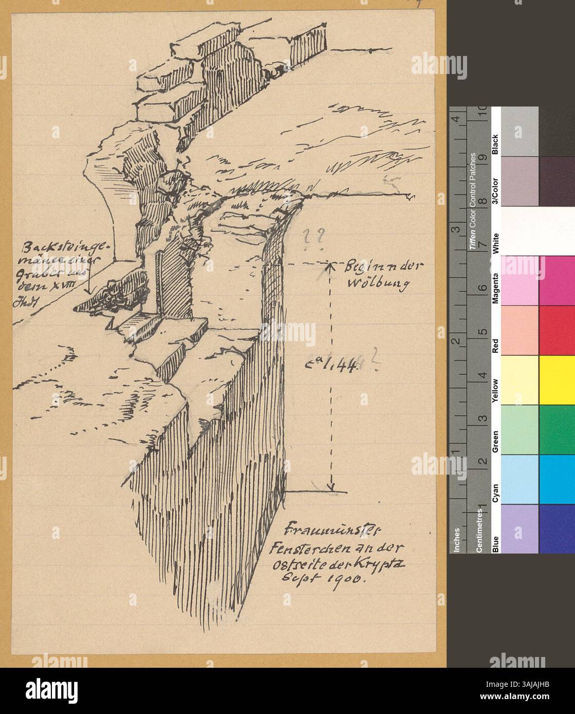 This 1900 illustration by Johann Rudolf Rahn shows a wall fragment with ...