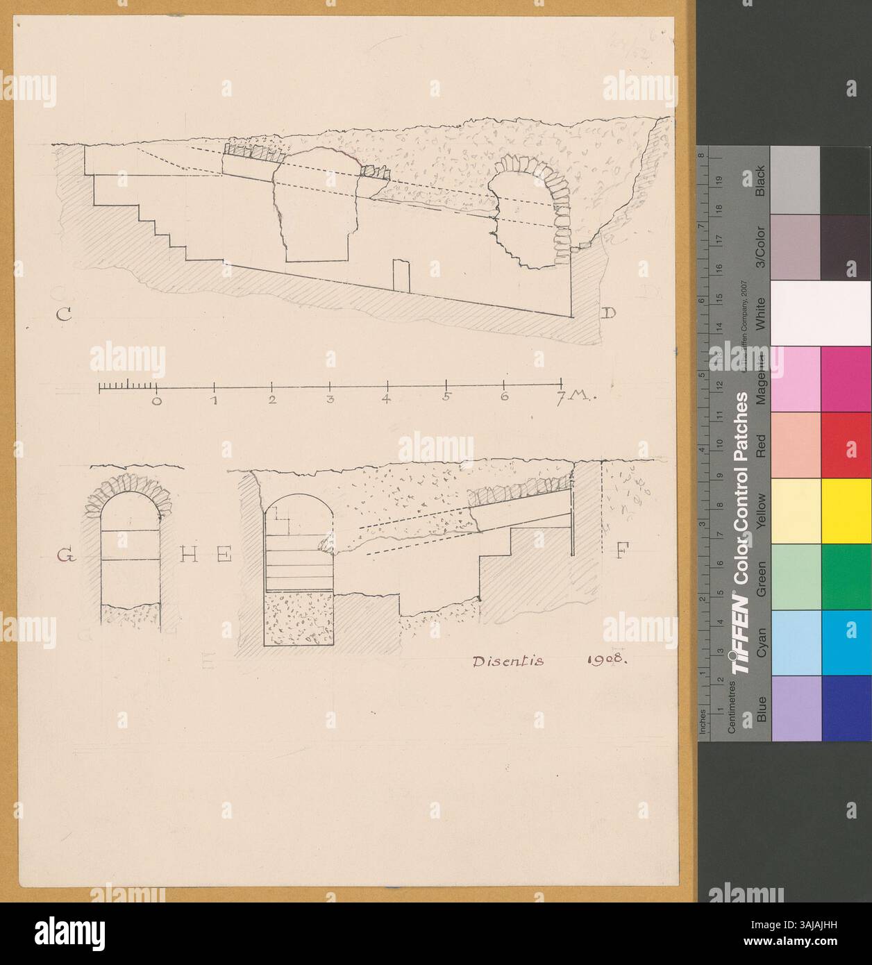 The drawing depicts the foundations of the old church in the ...