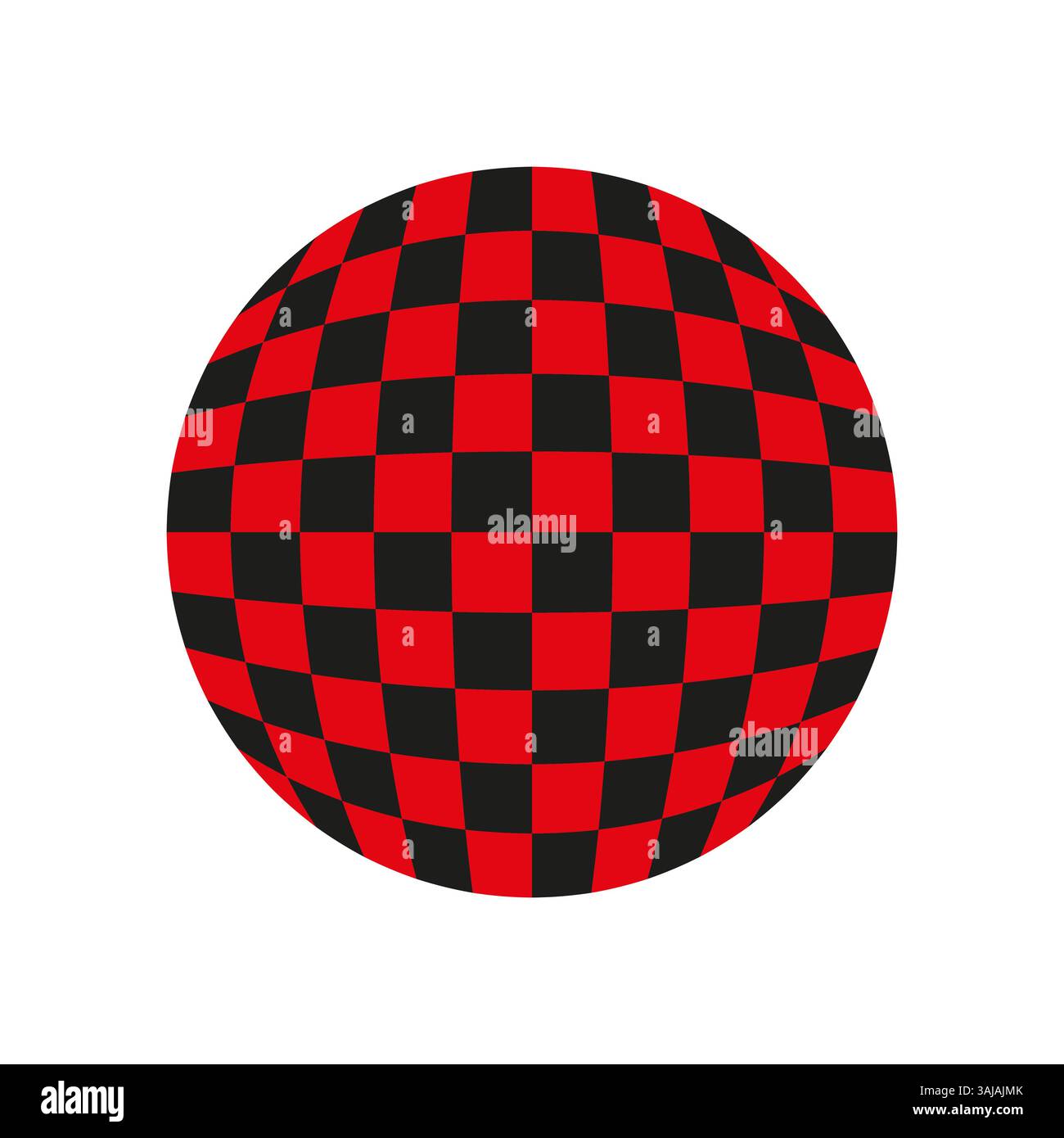 Checkered sphere vector. Red black pattern. Optical ball shape. White ...
