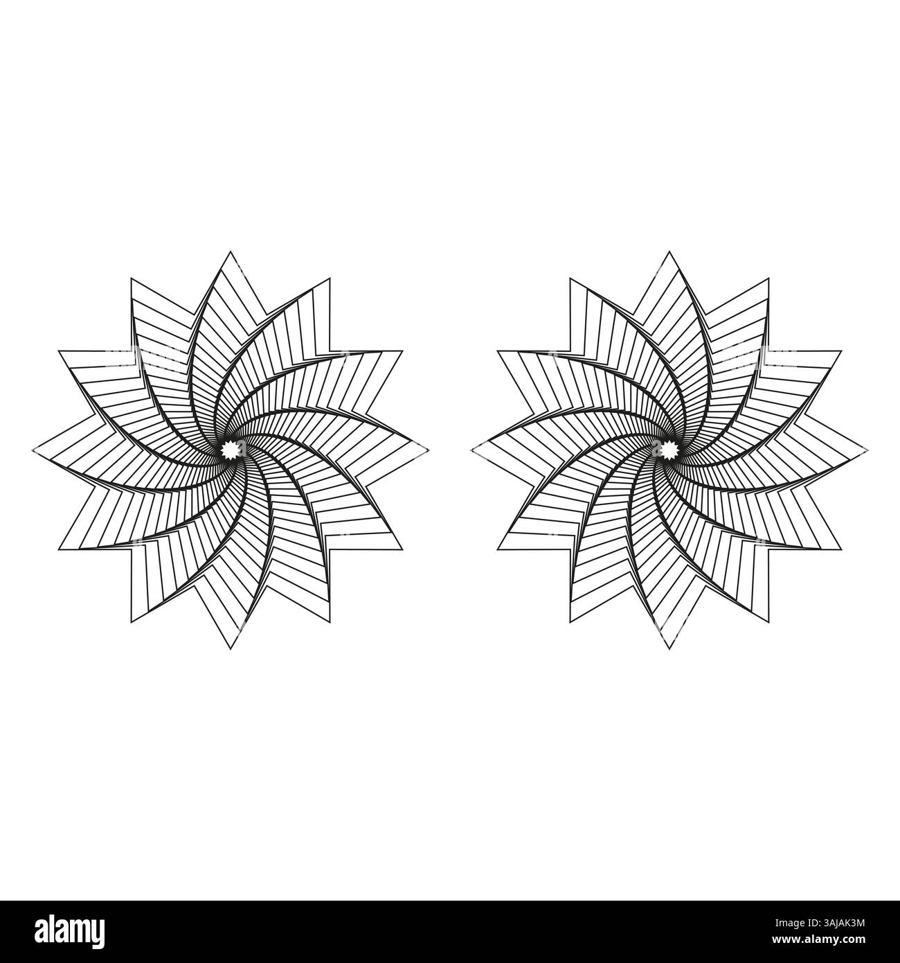 Spiral star figure. Circular striped shape. Rotating pattern element ...