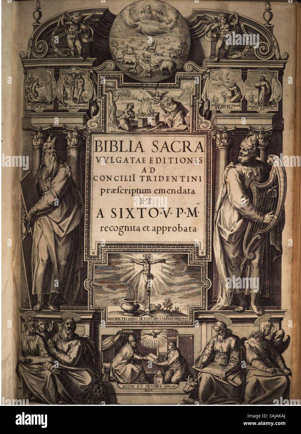 This 1590 title page of the Vulgata Sixtina is a historical ...