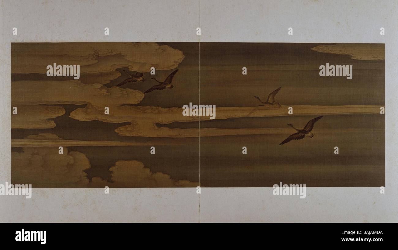 This artwork by Qiu Hong, created using ink and color on silk, is part ...