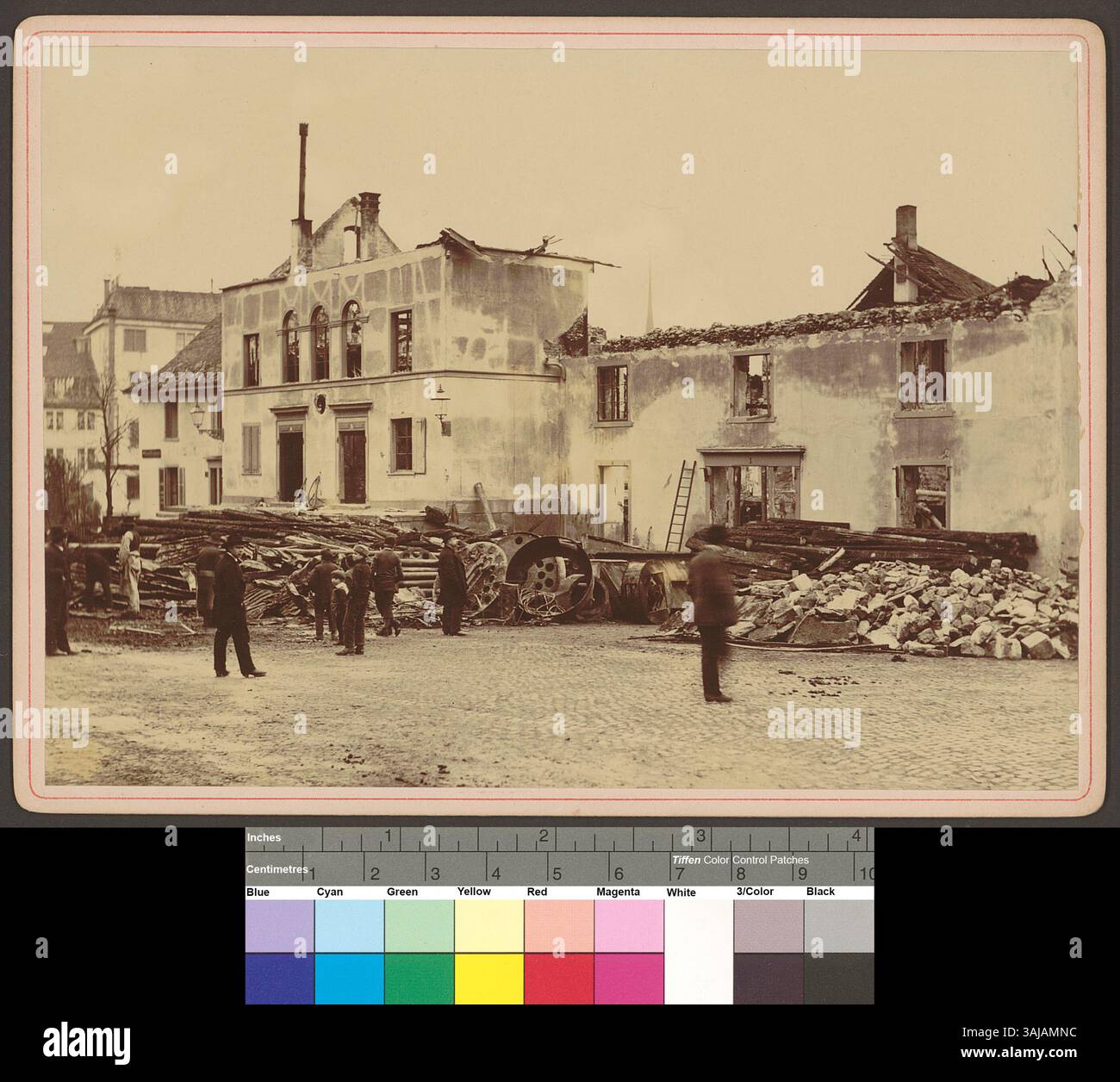 This 1890 photograph shows the exterior of the Zurich theatre after the ...