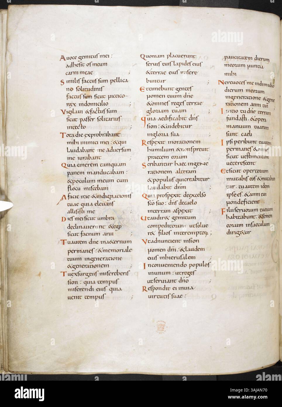 The reverse page from the *Psautier Harley* (circa 1000-1050) further ...