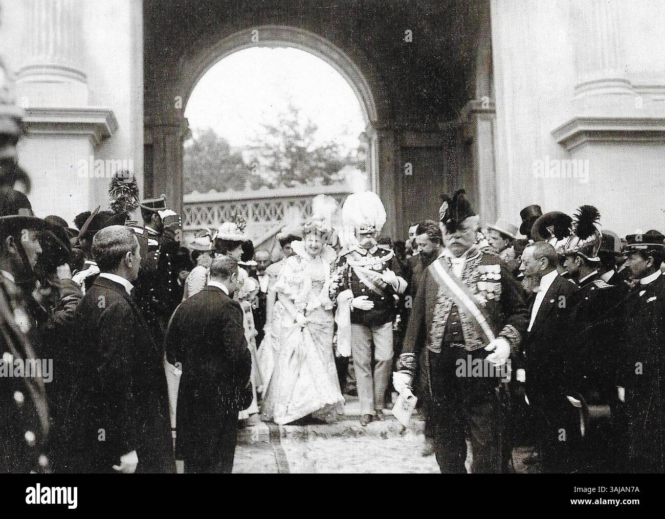 Photograph of King Umberto I and Queen Margherita arriving at the ...