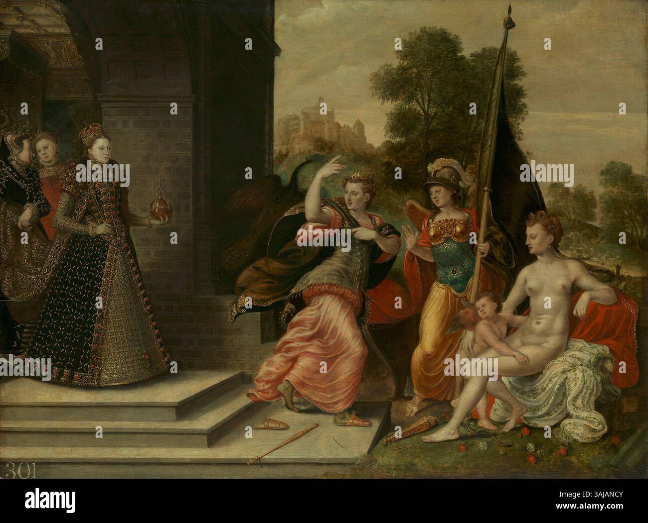 Hans Eworth’s 1569 painting of Queen Elizabeth I with the three ...