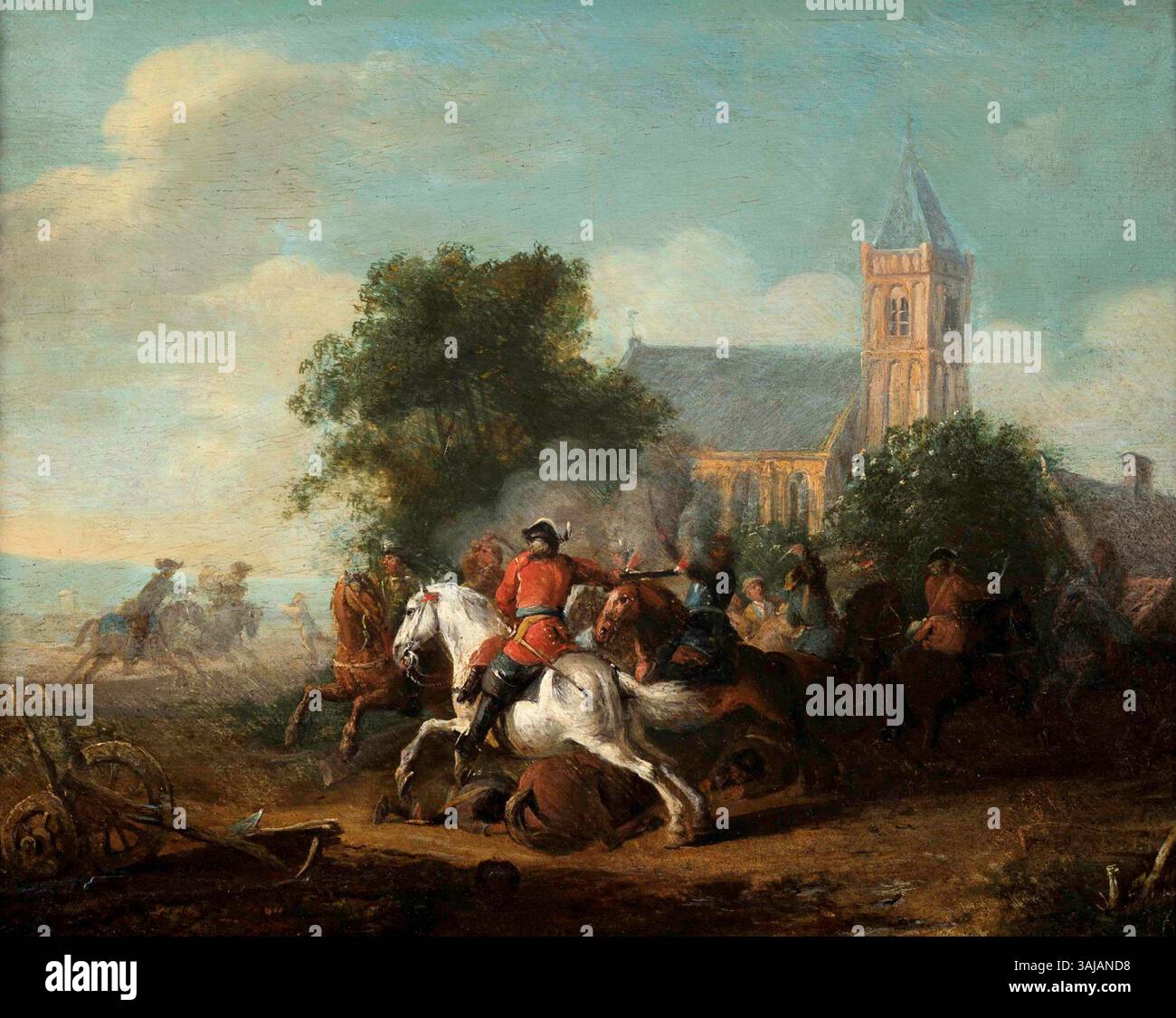 This 18th-century painting by Karel Breydel portrays a dramatic battle ...
