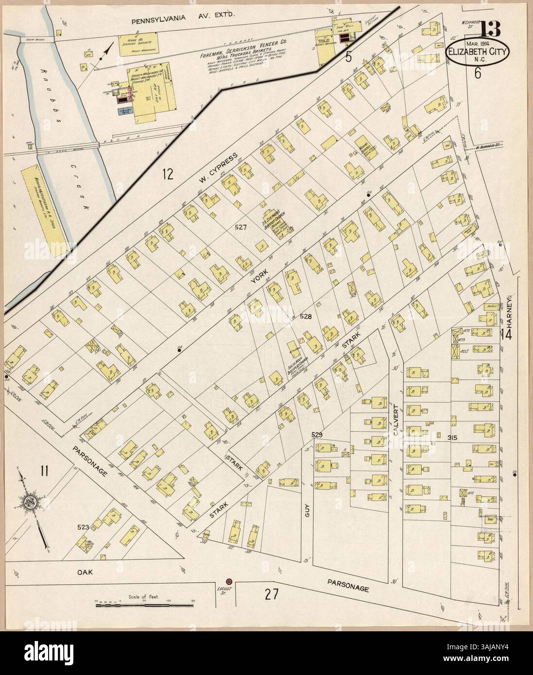 This 1914 Sanborn Fire Insurance map of Elizabeth City, North Carolina ...