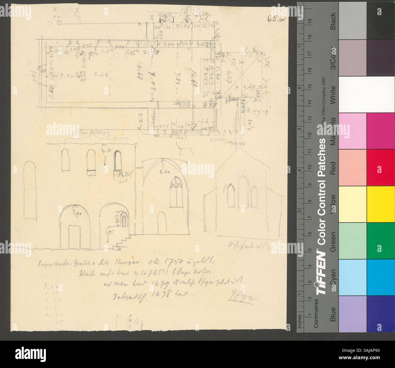 This artwork by Johann Rudolf Rahn depicts the Pfyn area, focusing on a ...