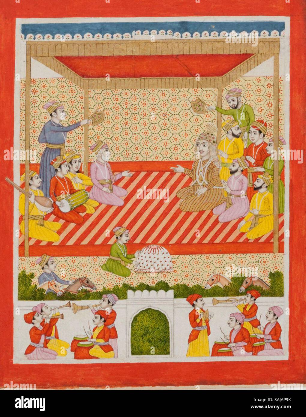 This prenuptial moment in the Janamsakhi series depicts Guru Nanak with Mool Chand Chona ...