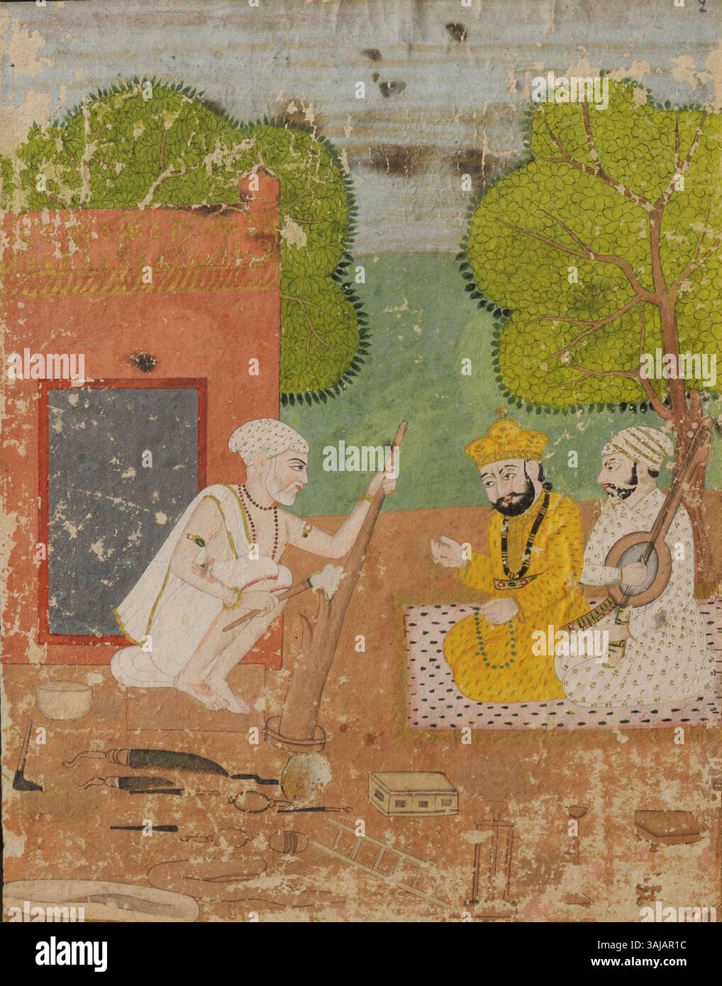 This 19th-century painting shows Guru Nanak and Mardana in the house of Bhai Lalu, a significant ...