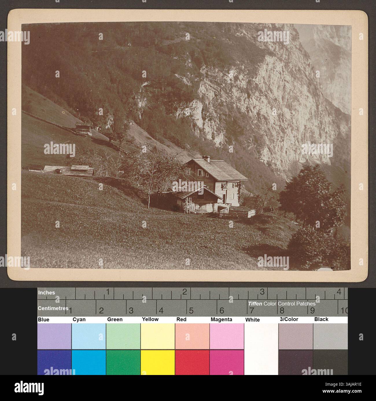 The image shows a traditional Swiss farmhouse, Bauernhaus Obbord ...