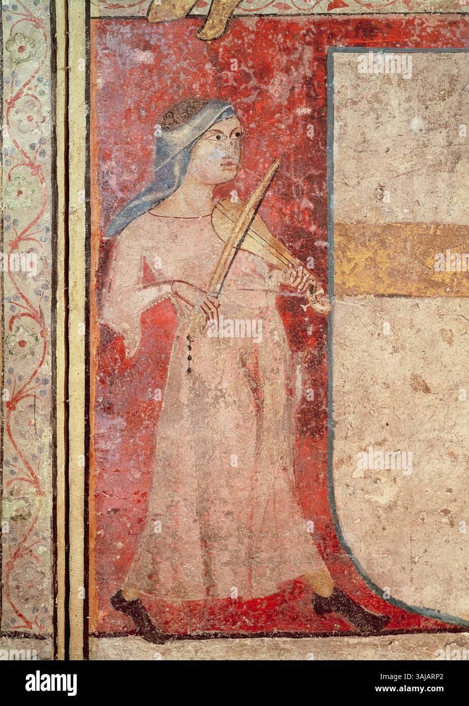 Detail of a rebec player from 'The Female Saints at the Tomb and the Resurrection', a 1330 ...