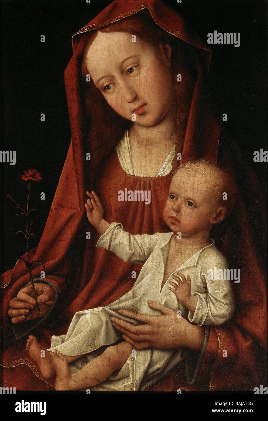This 15th-century oil painting by the Workshop of Rogier van der Weyden shows the Madonna and ...