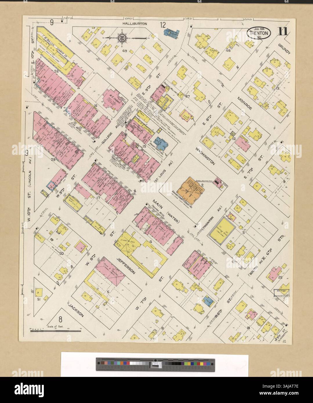 This 1914 Sanborn Fire Insurance Map of Trenton, Grundy County ...