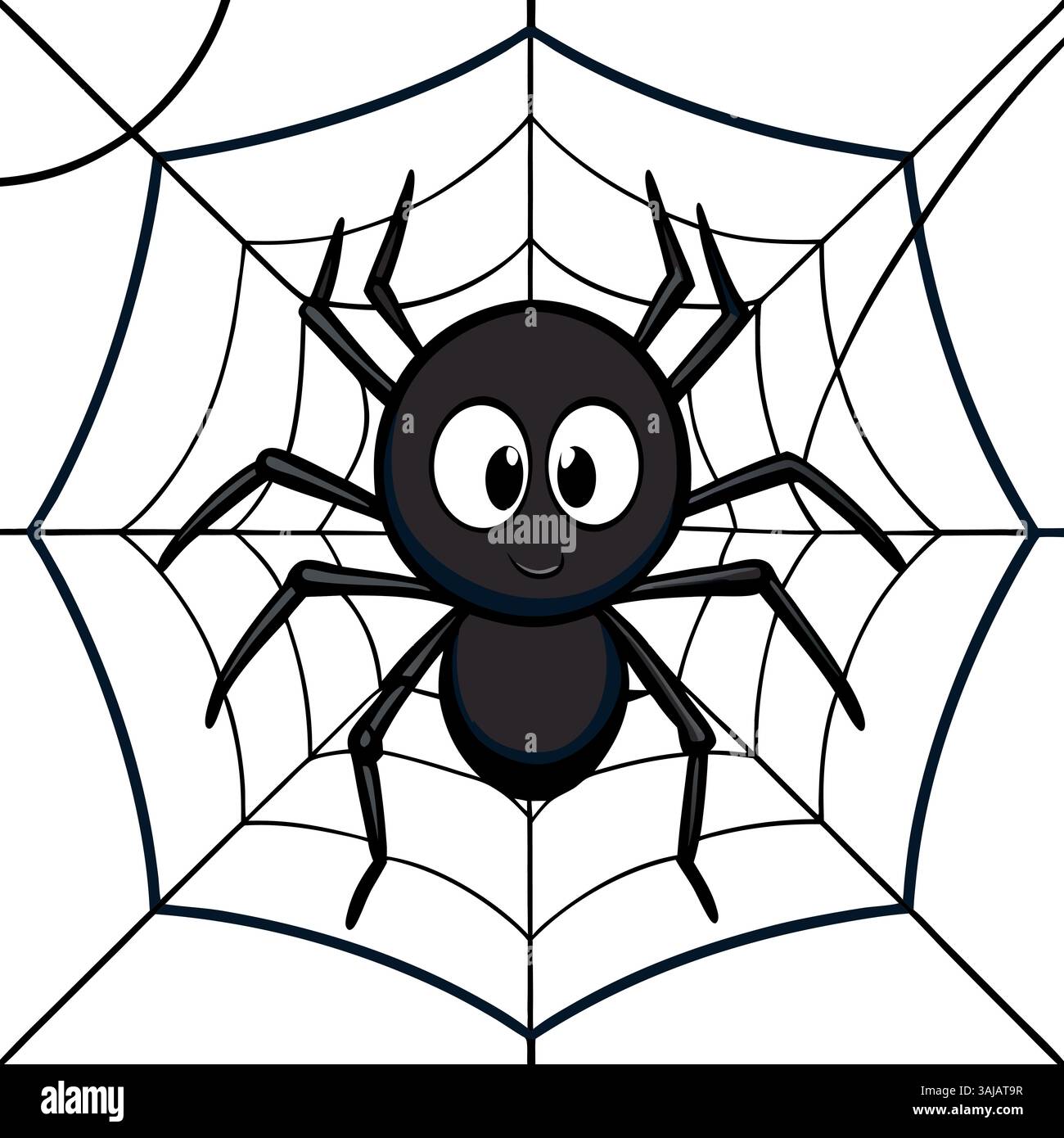 cute spider in web Stock Vector Image & Art - Alamy
