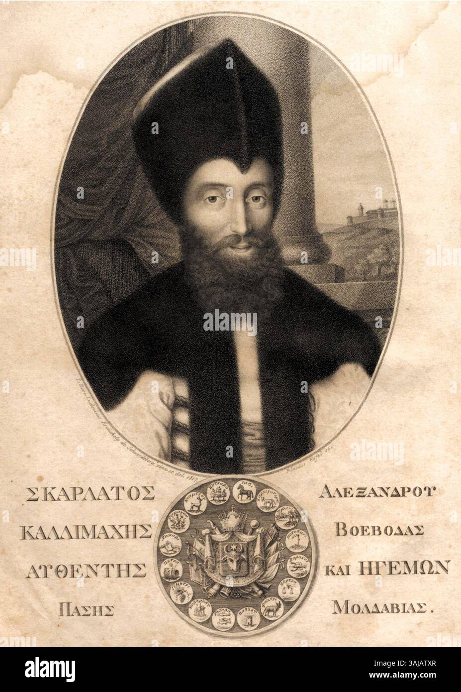 This 1816 portrait is of Skarlatos Kallimachis, Prince of Moldavia ...