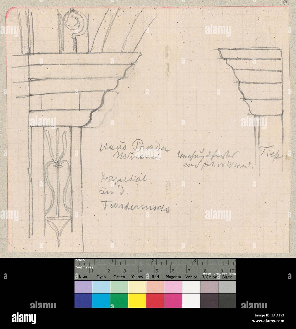 The image depicts two capitals located in a house adorned with murals ...