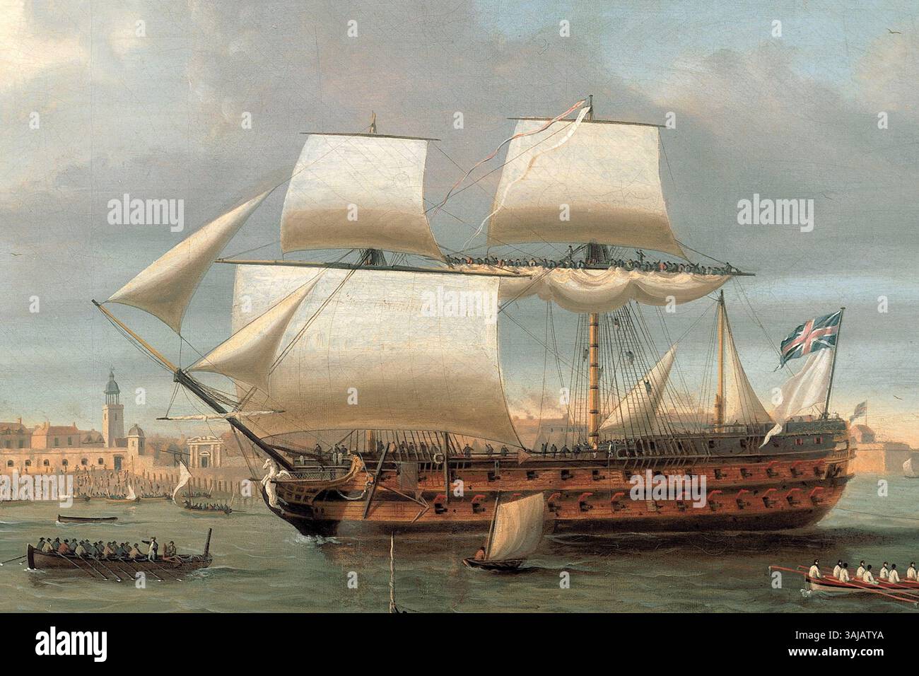 'Foudroyant and Pégase Entering Portsmouth Harbour,' painted by Dominic ...