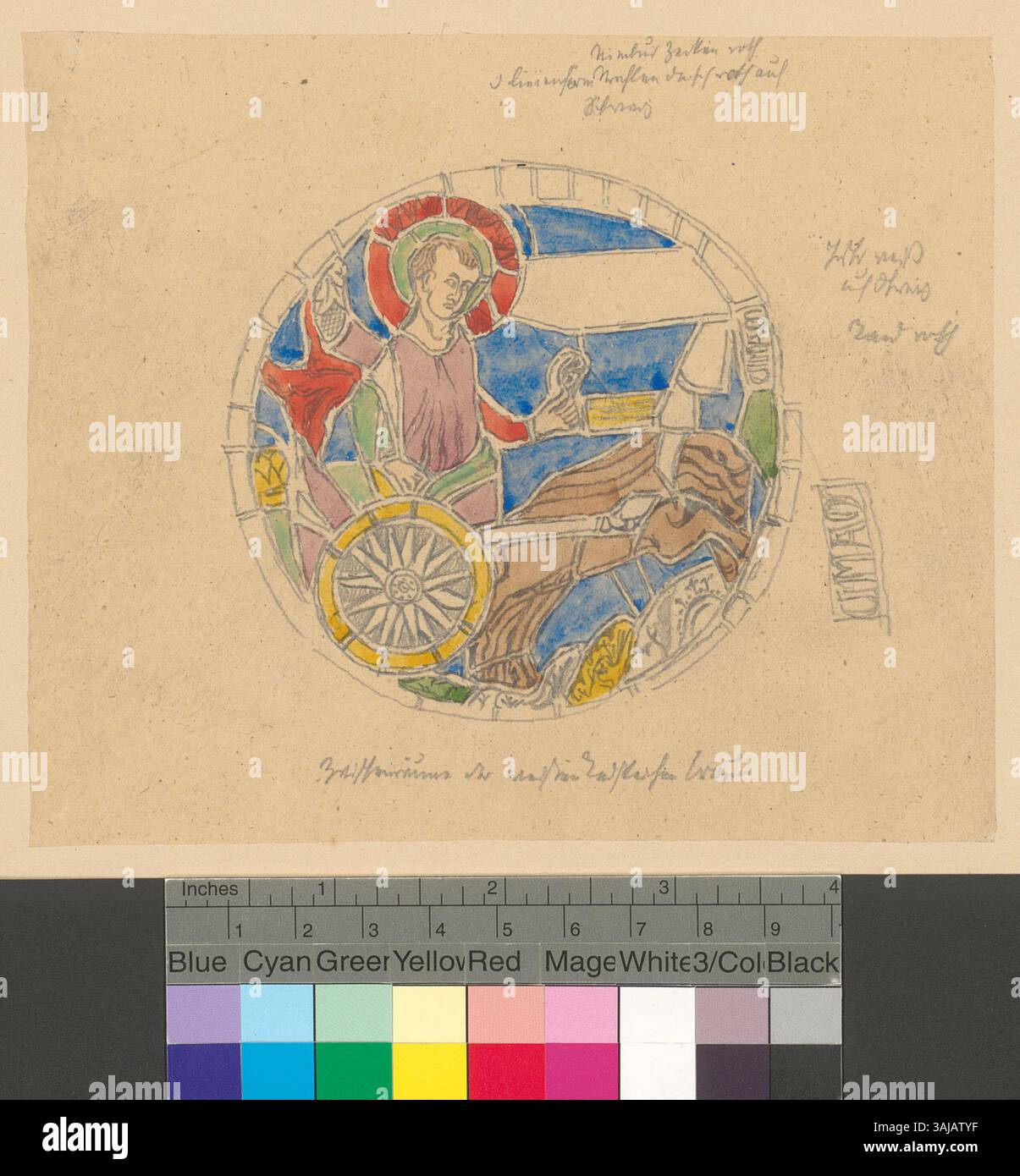 This 19th-century artwork by Johann Rudolf Rahn presents a medallion ...