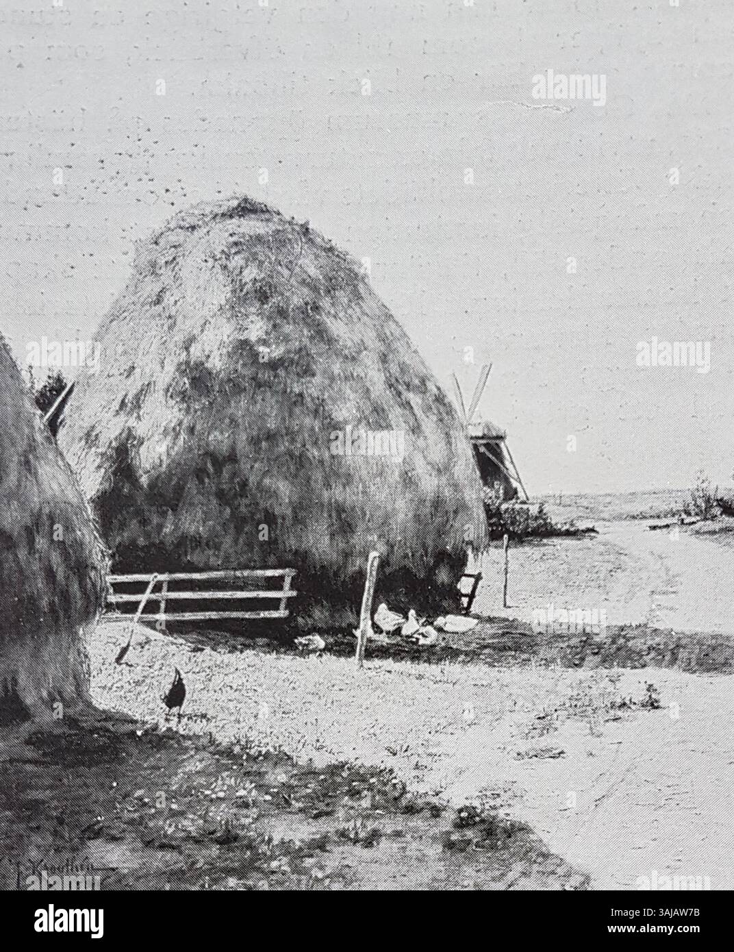 Johan Krouthén’s painting ‘Halmstackar’ (Haystacks) depicts a serene ...