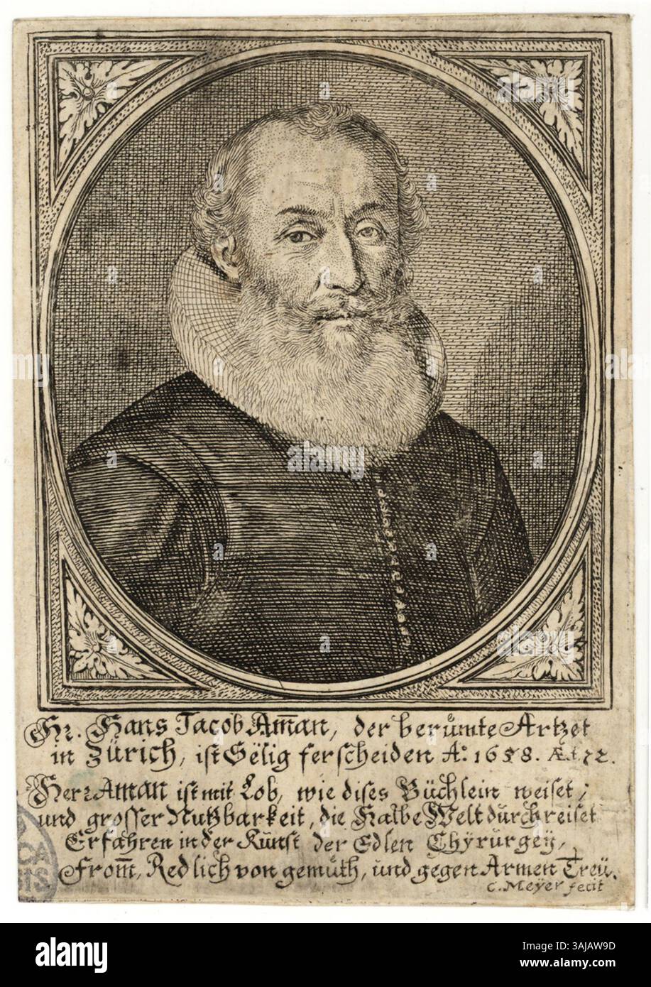 This 17th-century etching by Conrad Meyer depicts Hans Jakob Ammann, a ...