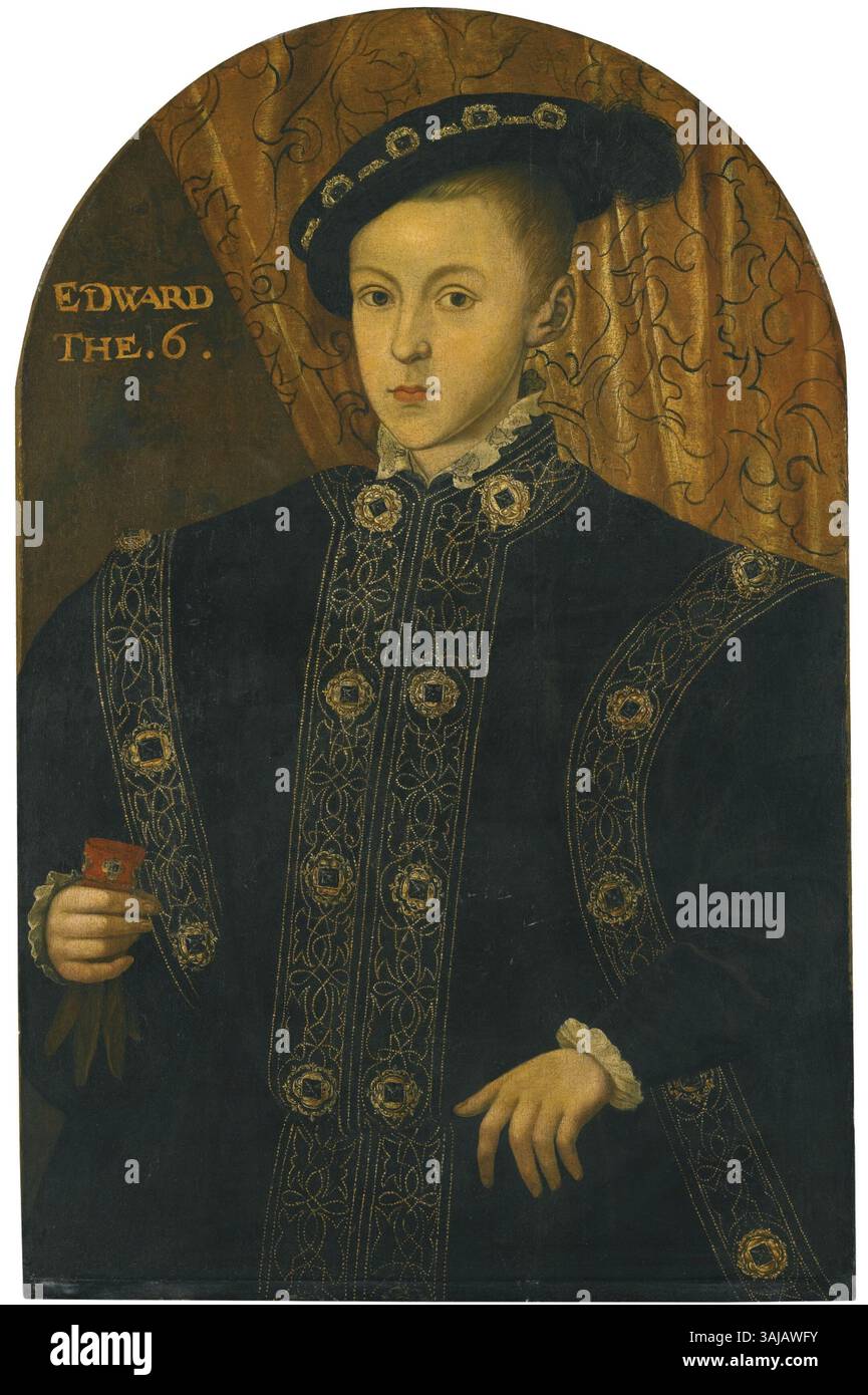 This portrait, attributed to the Sheldon Master, depicts King Edward VI ...