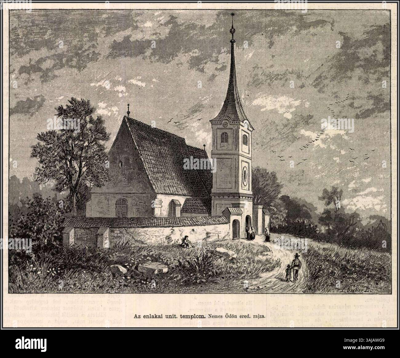 The drawing by Ödön Nemes from 1882 depicts the Unitarian church in ...