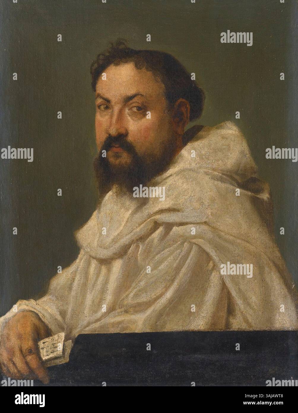 This 16th-century portrait, attributed to the Circle of Giovanni Battista Moroni, depicts a ...