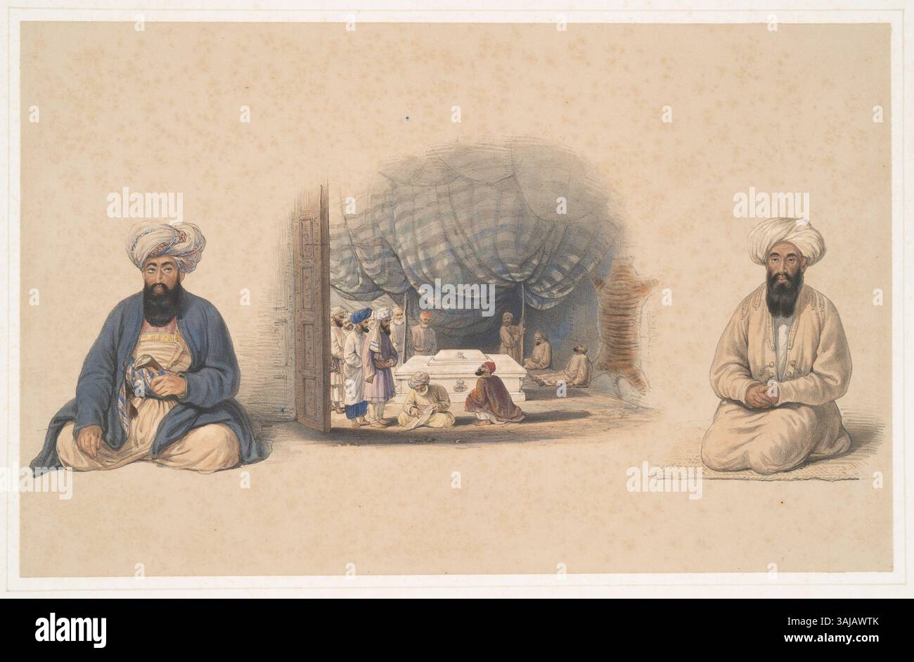 Alternative lithograph showing the interior of Sultan Mahmood's tomb ...