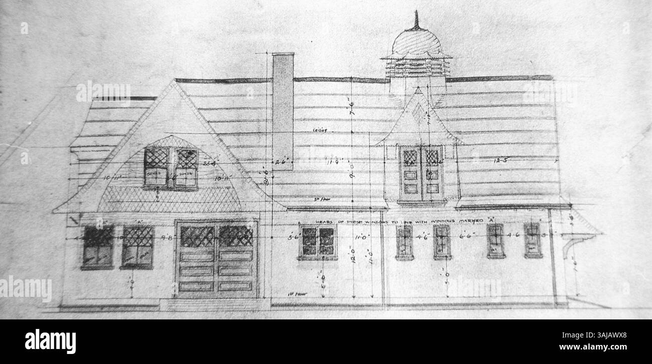 This elevation drawing depicts the stable building at Richard C. Kerens ...