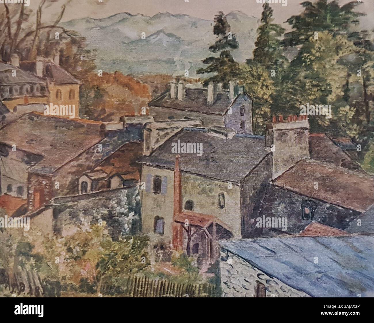 This painting by Torsten Palm, titled *Hus i Pau*, depicts a house in ...