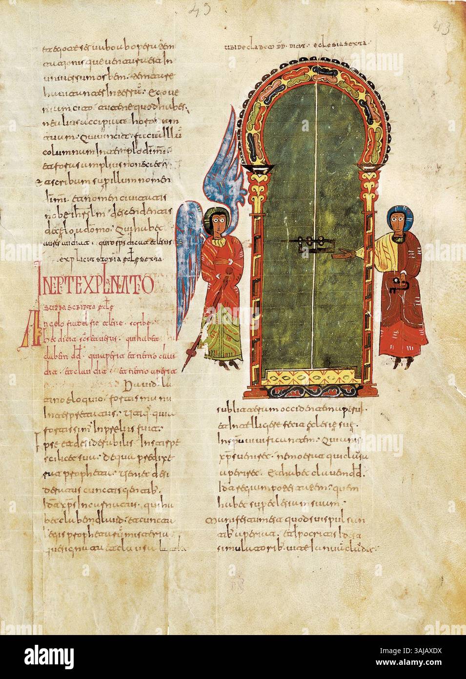 Page 43r of the Beatus Emilianense manuscript depicts the message of ...