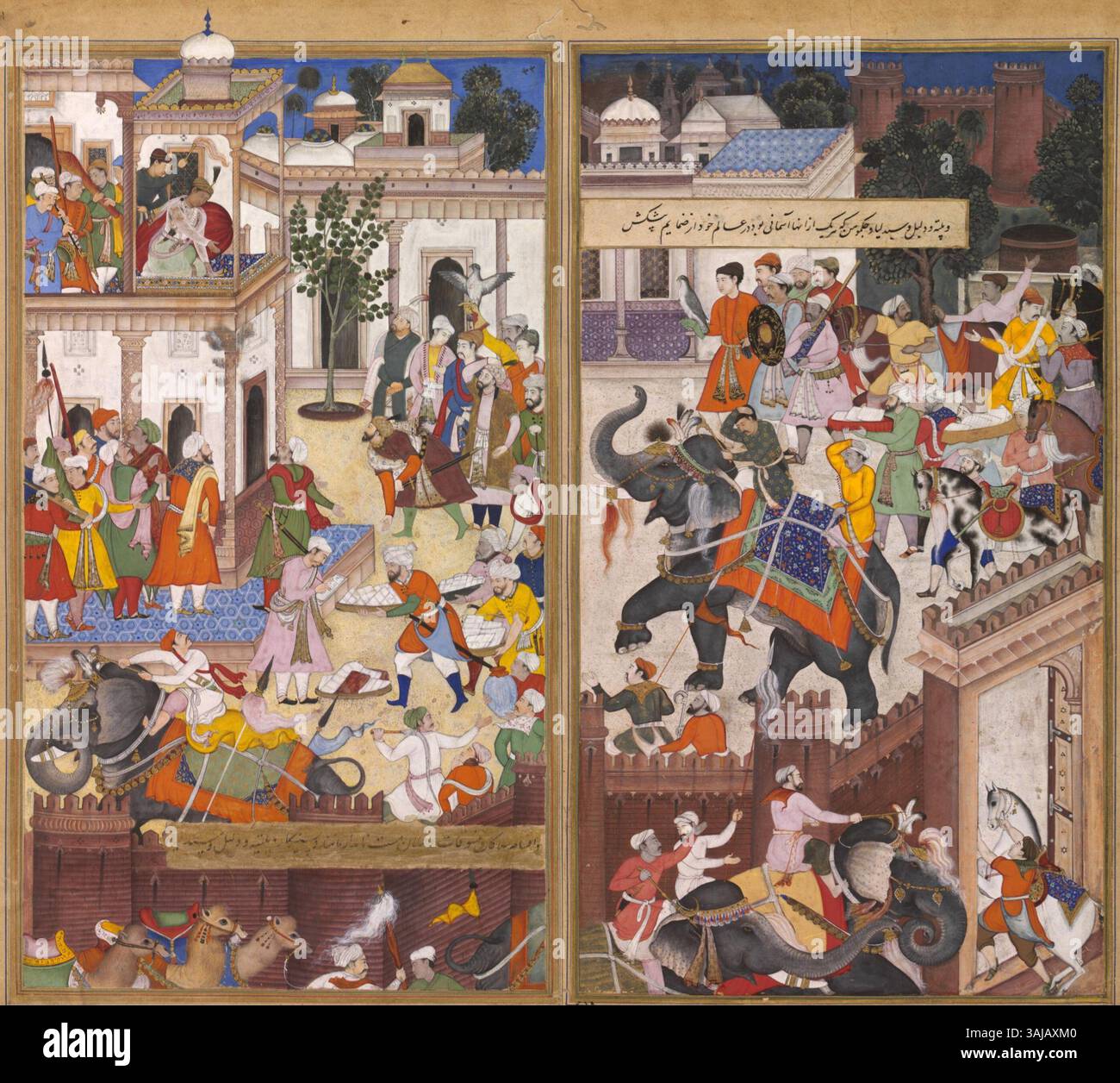 This 1589 painting depicts Ali Quli Khan Zaman and his brother Bahadur ...