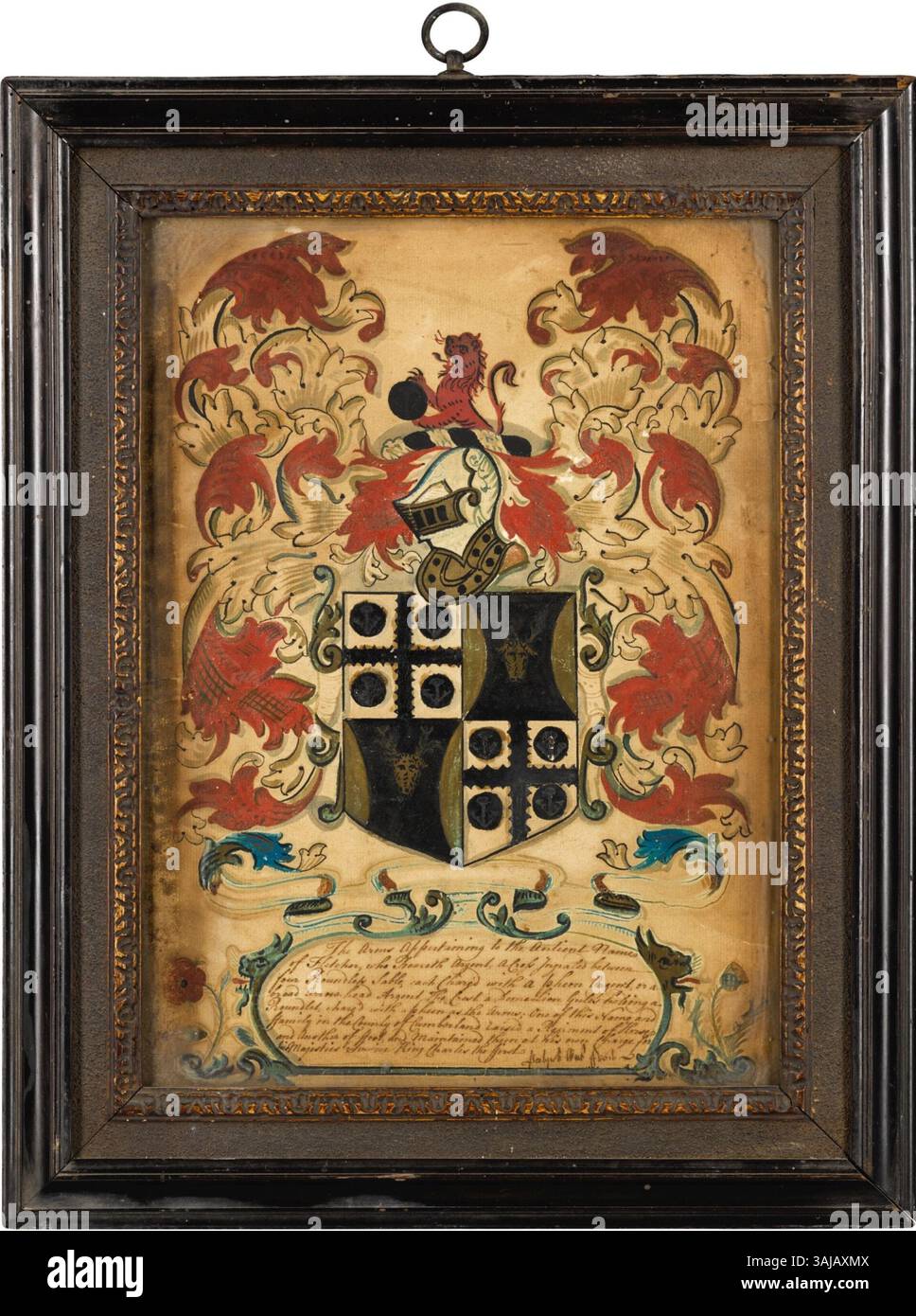 18th-century hatchment depicting the arms of Fletcher, quartering ...