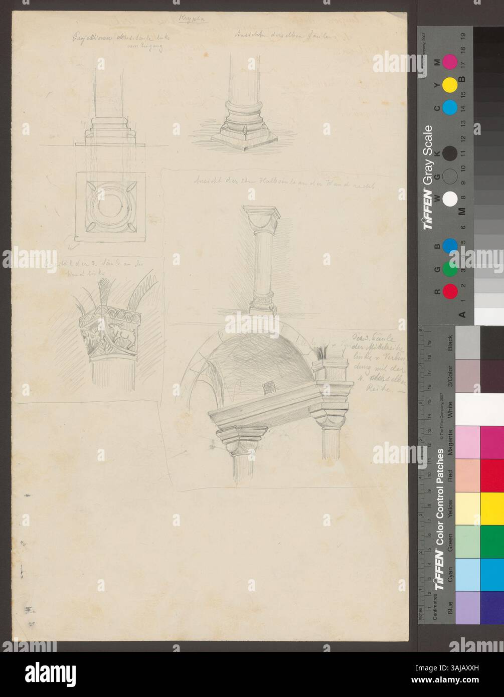 This illustration depicts the crypt of a historical building, offering ...