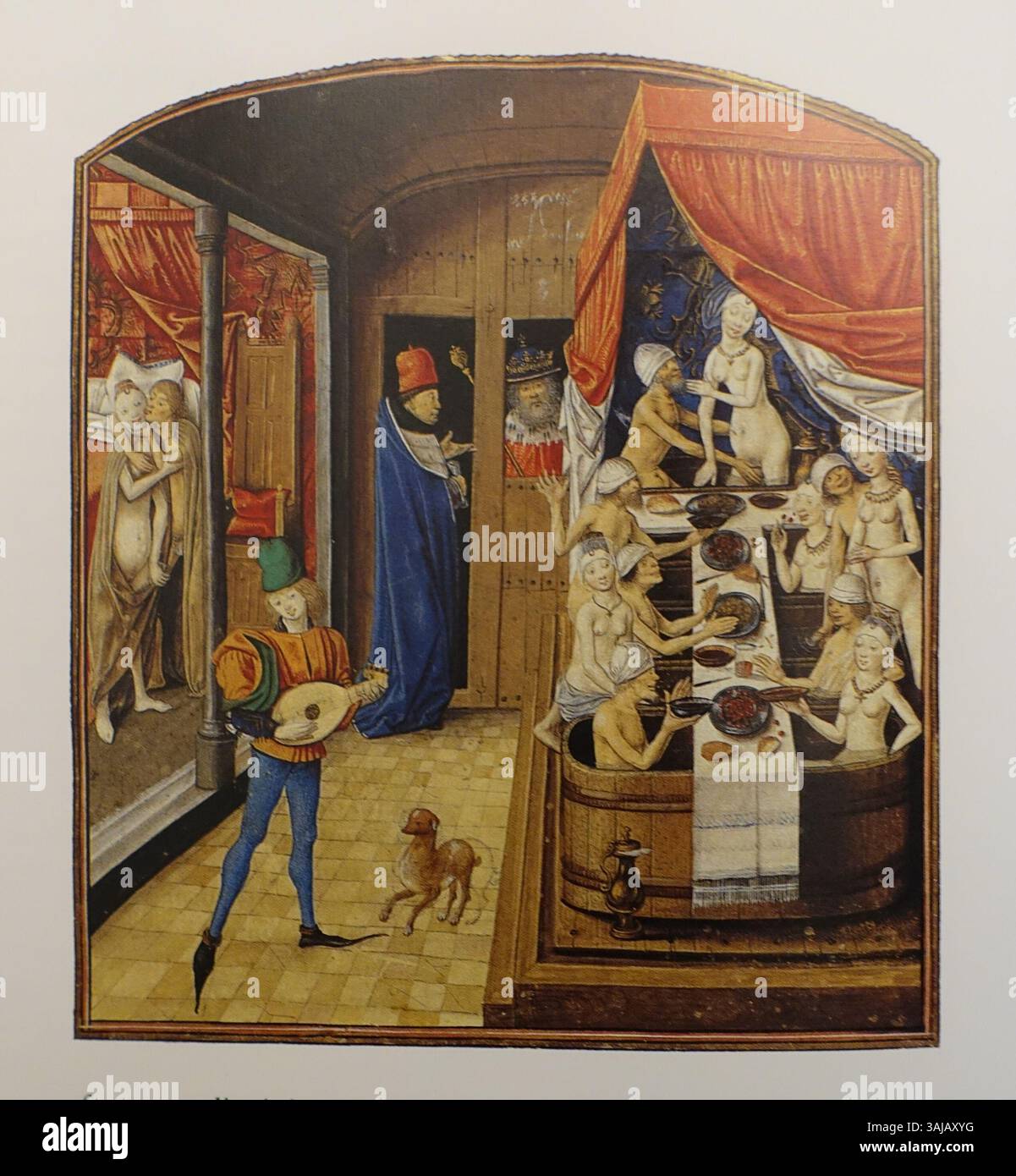 Medieval German manuscript illustrating the vices of gluttony and lust ...