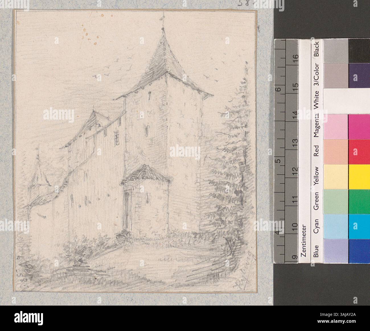 The image shows a partial exterior view of Kyburg Castle in Switzerland ...