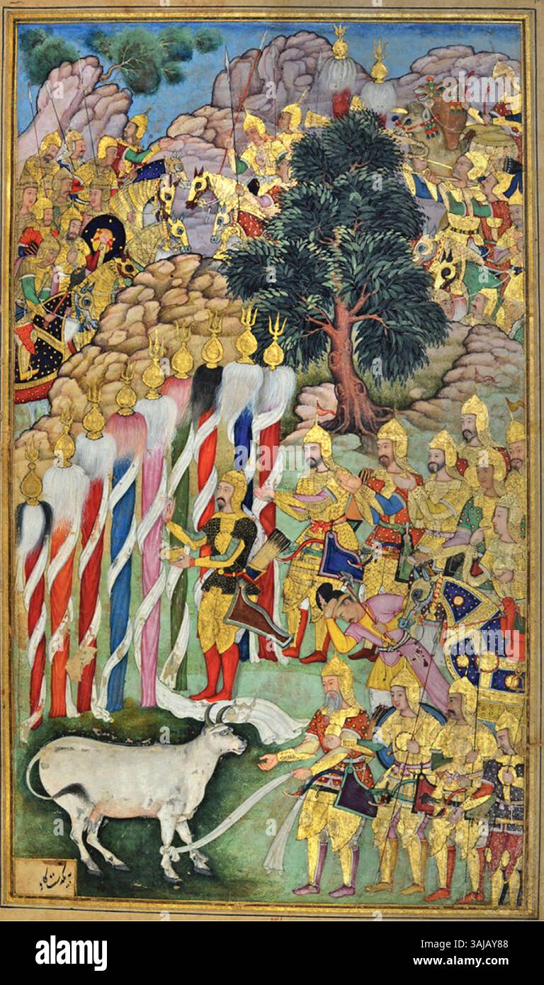 This 1598 painting from the *Baburnama* illustrates Mahmud Khan ...