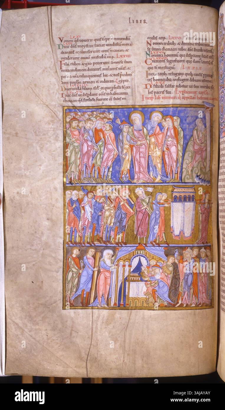 The Lambeth Bible’s depiction of Moses receiving the Ten Commandments ...