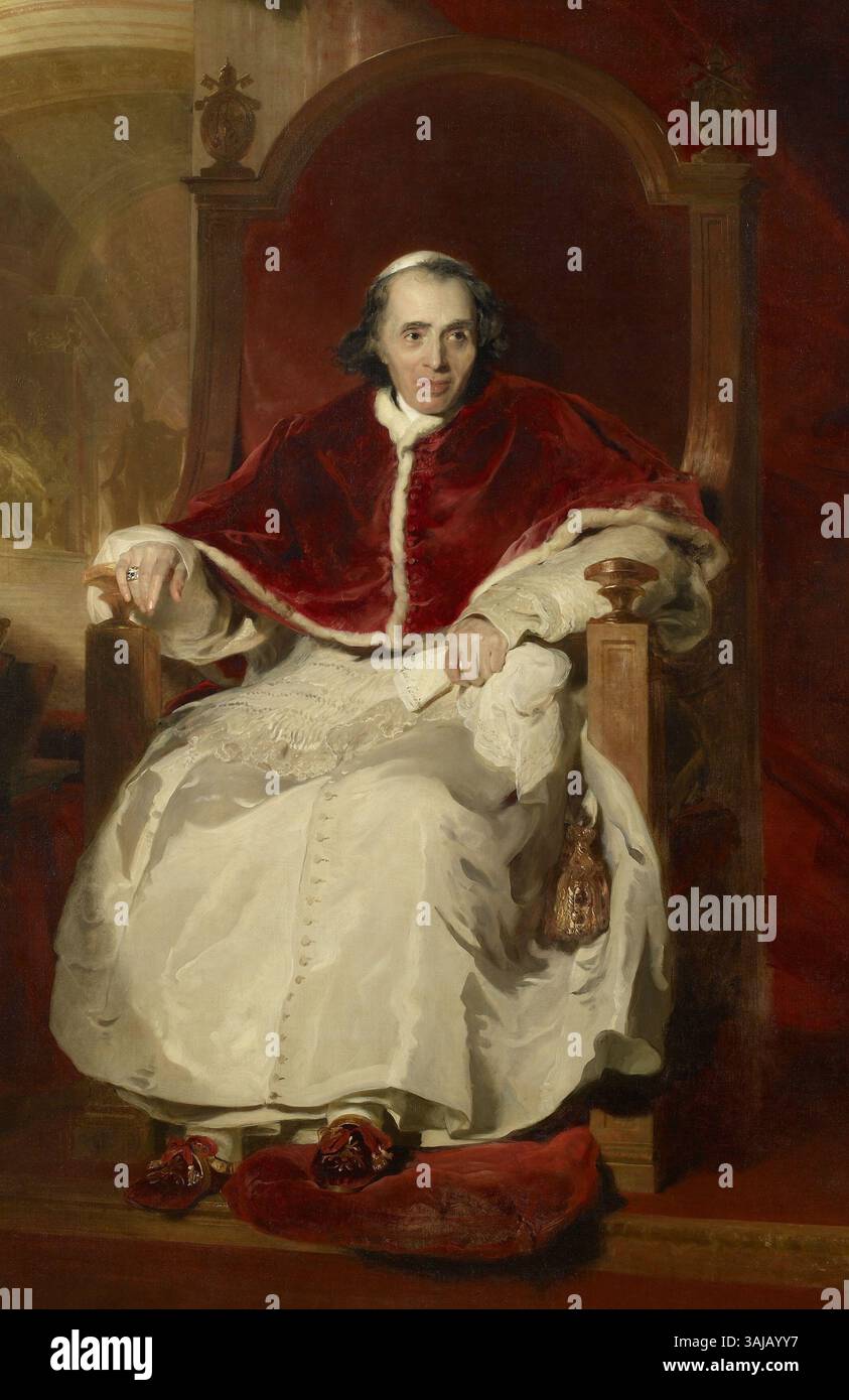 This 1819 oil painting by Sir Thomas Lawrence portrays Pope Pius VII ...
