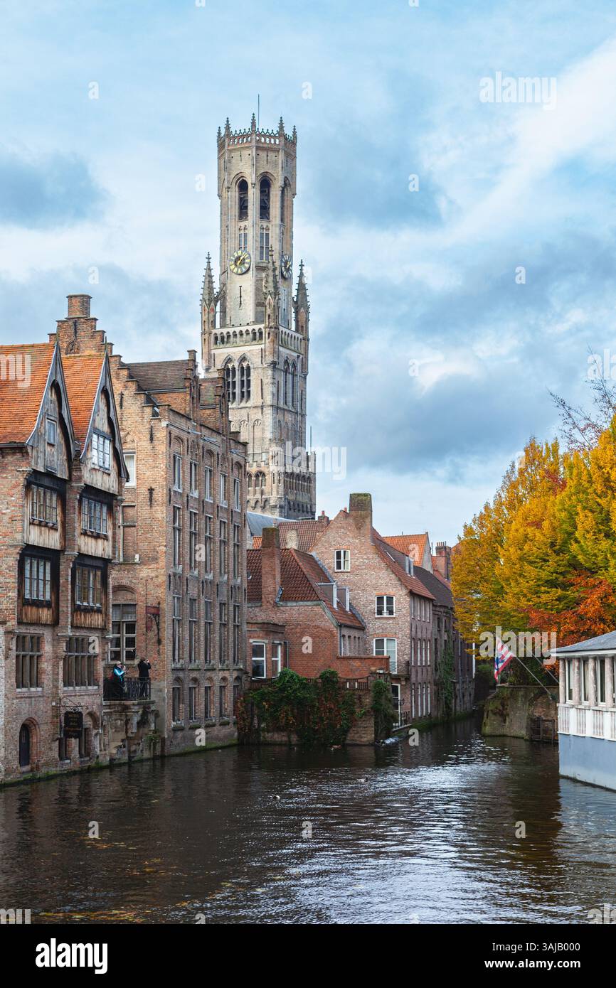 The Belfry of Bruges, the iconic medieval bell tower seen from the ...