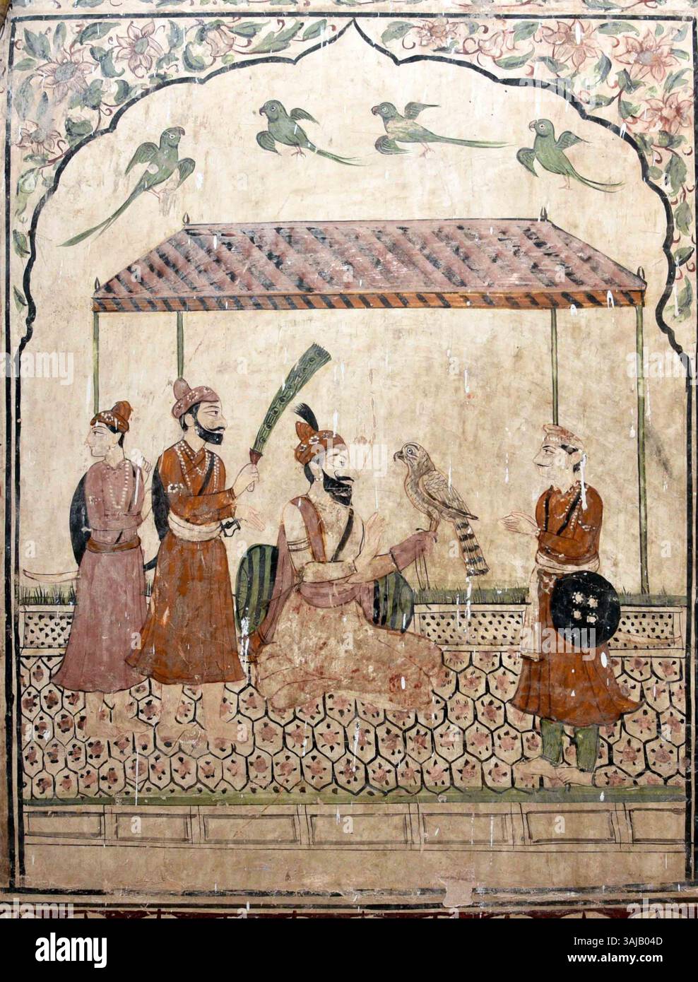 This 19th-century painting depicts Guru Gobind Singh, the tenth Sikh Guru, in a mandir in Jammu ...