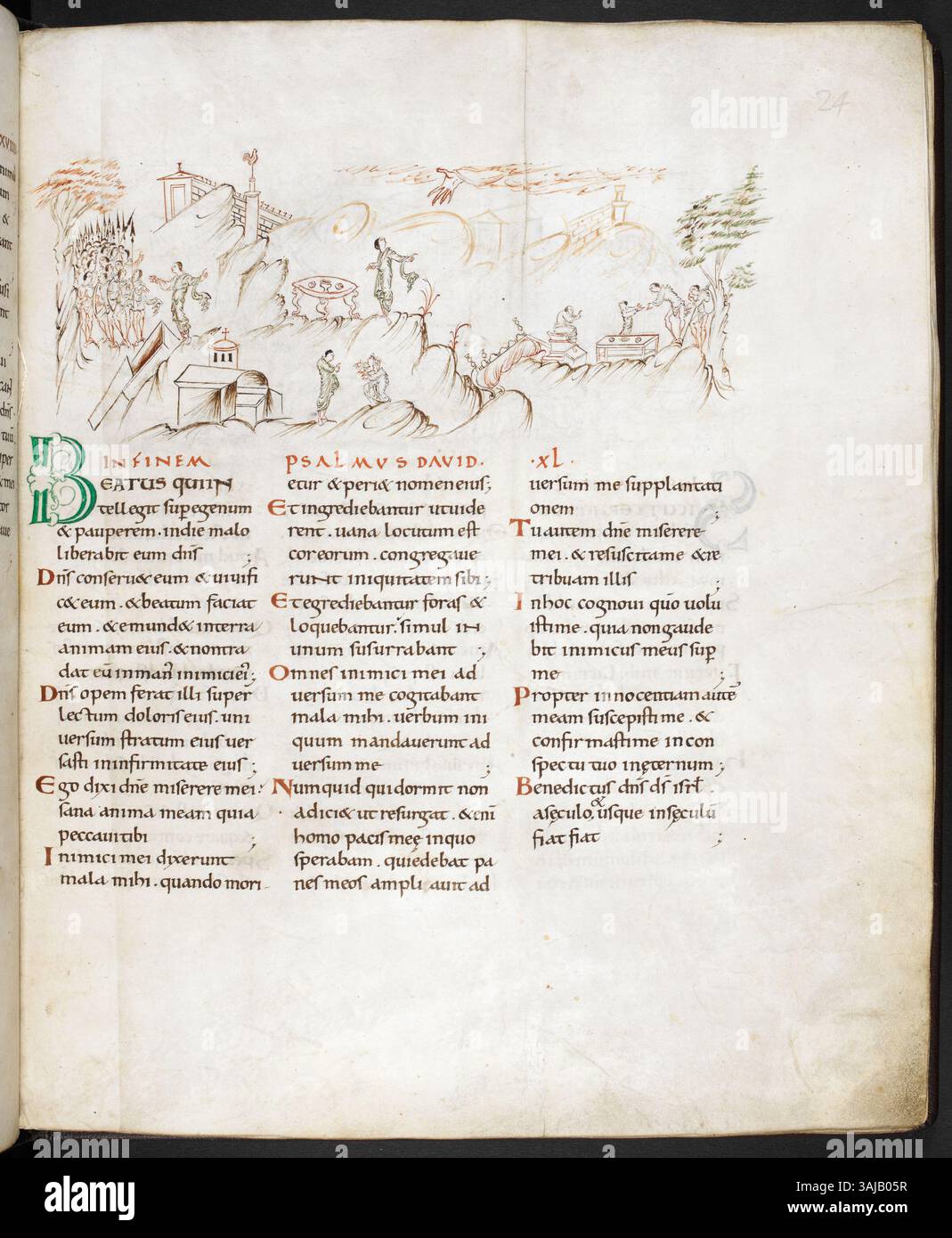 This illuminated page from the *Psautier Harley* (circa 1000-1050 ...