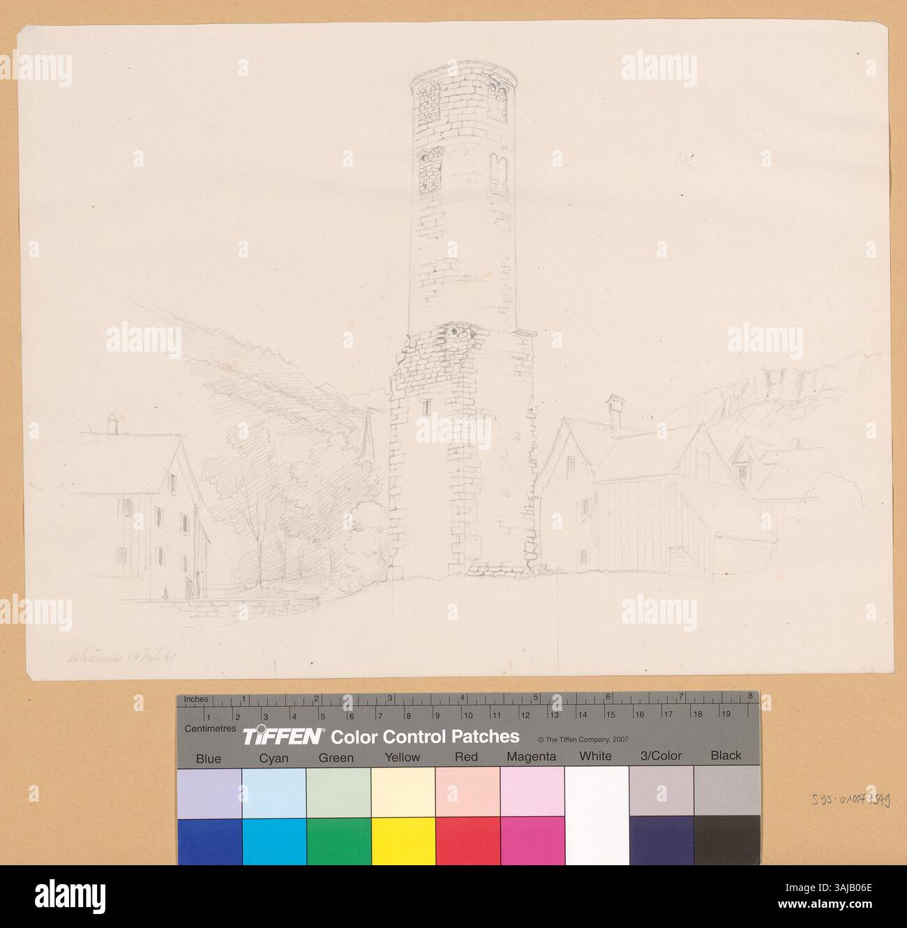 This 1861 drawing by Johann Rudolf Rahn shows an exterior view of the ...
